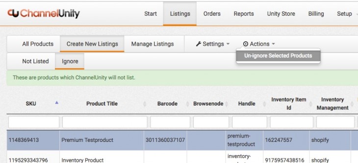 Listings: Ignore Status - ChannelUnity Knowledgebase