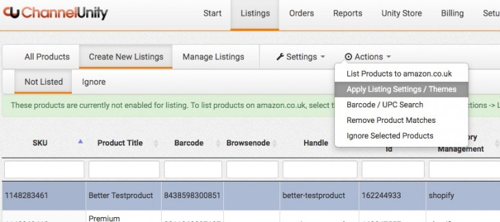 Apply Listing Settings/Themes - ChannelUnity Knowledgebase